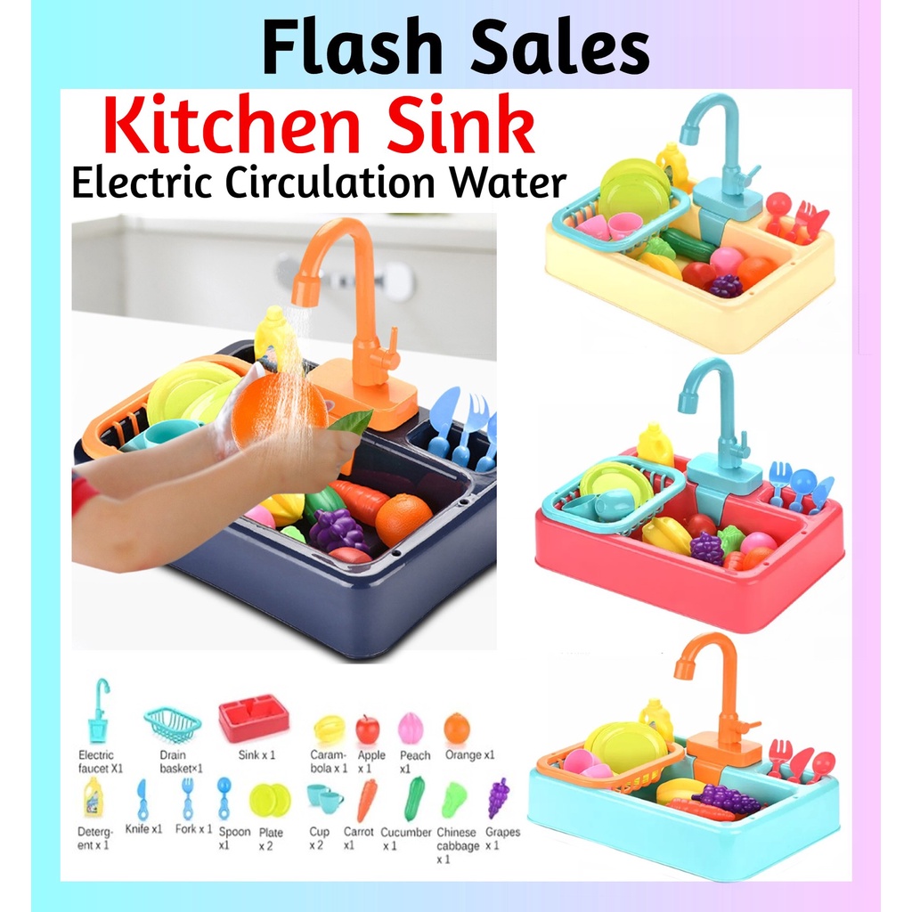 **READY STOCK**Children Kitchen Dish Washing Sink Pretend Play Set ...
