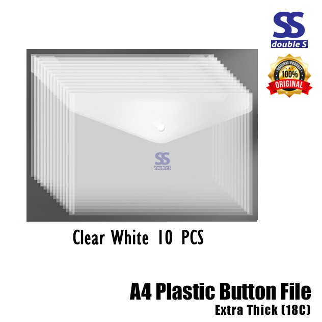 A4 Plastic Button Files 10PCS/Dokumen Folder Plastik A4/Poket Fail ...