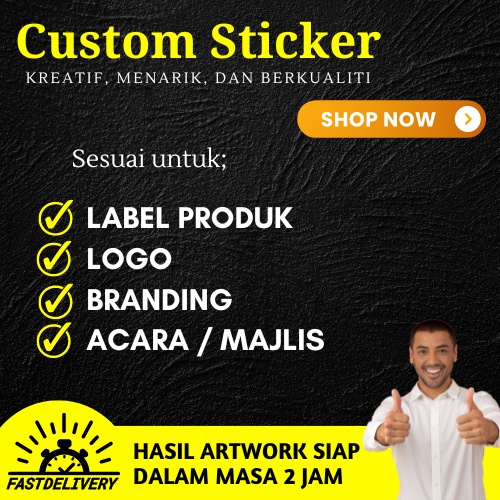 Ready Stock custom sticker label printing size 3cm hingga 11cm ...