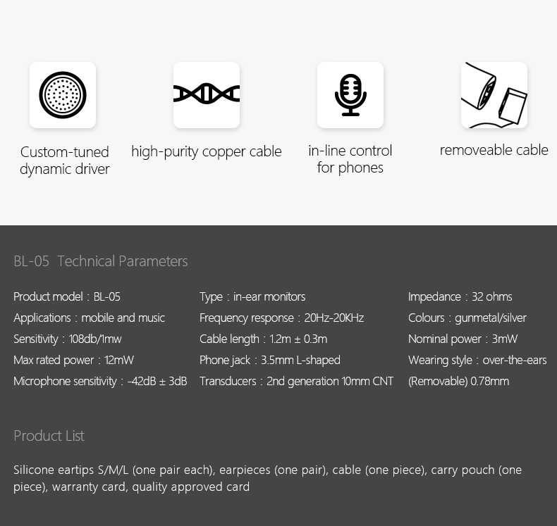 BLON BL-05 Mic 2nd Generation 10MM Carbon Nanotube CNT Diaphragm In Ear Earphone Detachable 2PIN ...