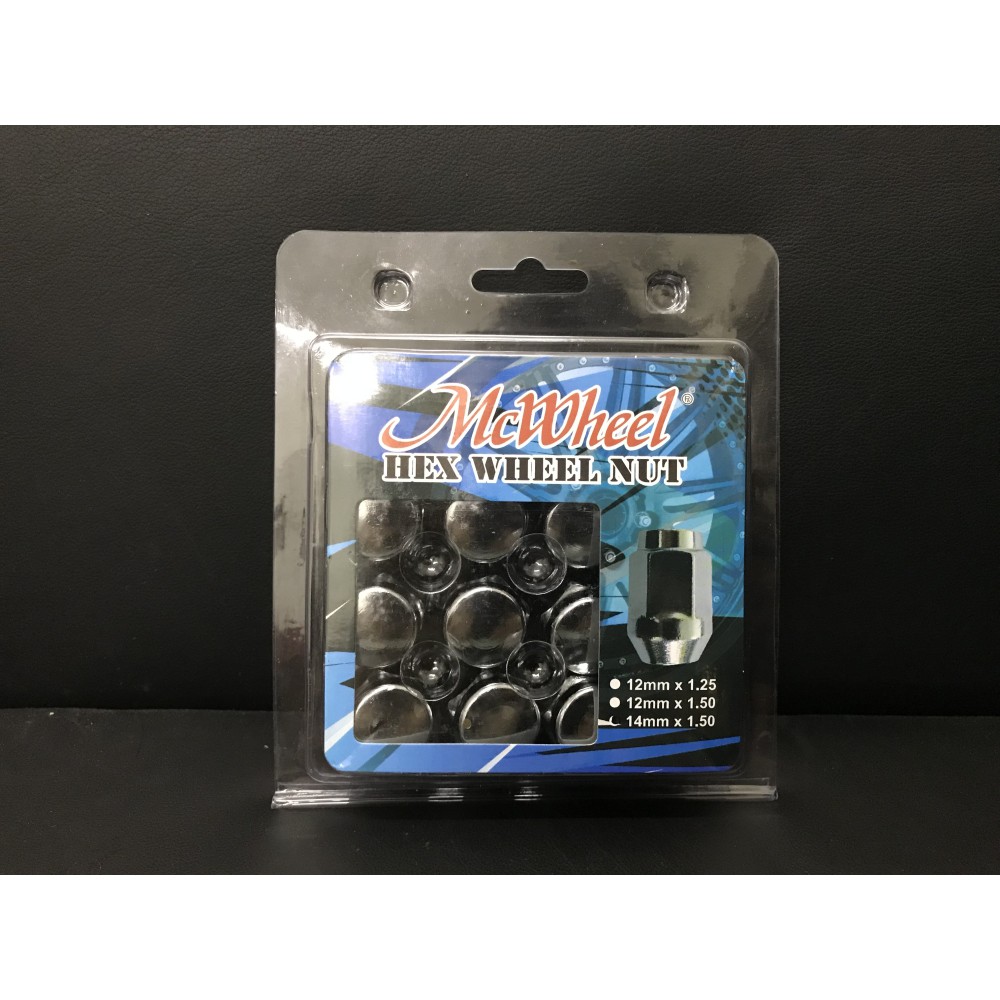 McWheel Hexagon Wheel Nuts ( M14 x 1.5 Silver & Black ) 16 pcs pack ...