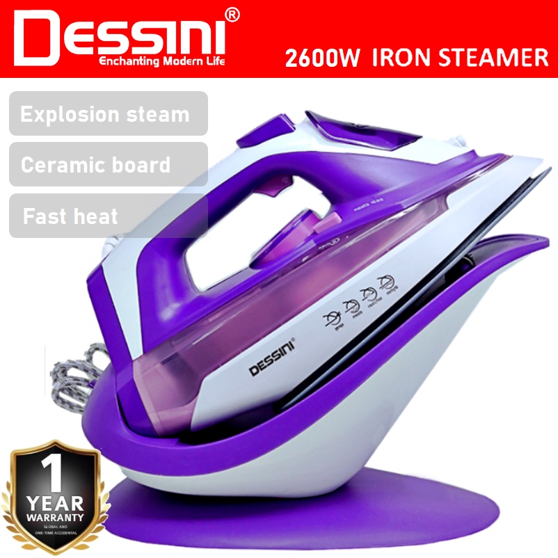 DESSINI ITALY 2600W Wireless Electric Ceramic Soleplate Garment Steam ...