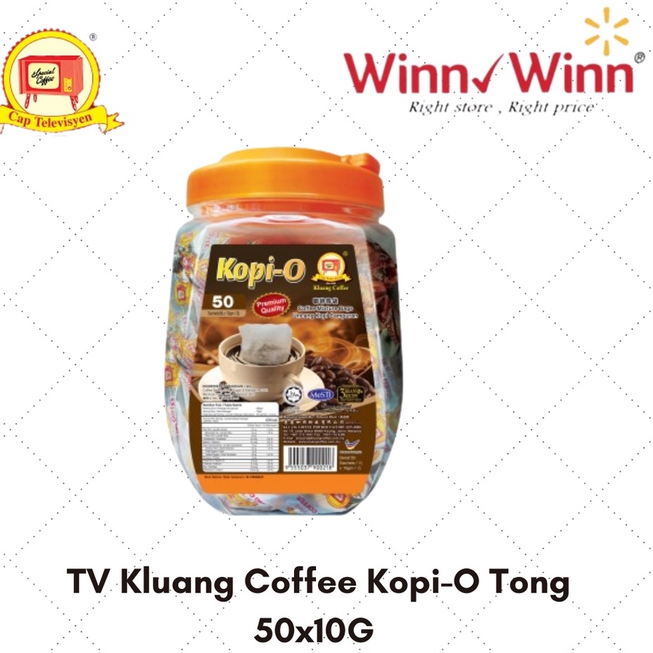 Kluang Coffee Cap Televisyen Kopi O Kosong (10gX50sachets x 1 tub ...