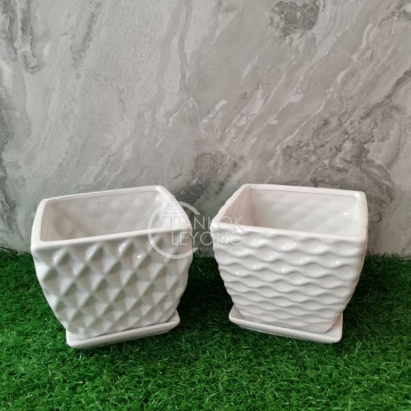 TKL - Stylish Ceramic Square Pot 时尚陶瓷四方盆 | Shopee Malaysia