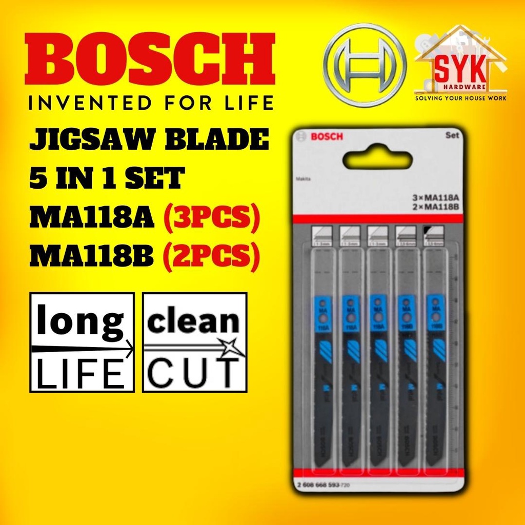 SYK Bosch Jigsaw Blade Basic For Metal (MA118A / MA118B) 5in1 Set Mata ...
