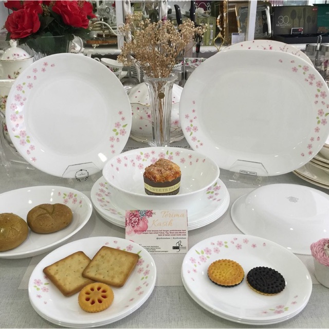 Corelle, USA - Set Pinggan Makan 16unit . Corak :- SAKURA | Shopee Malaysia