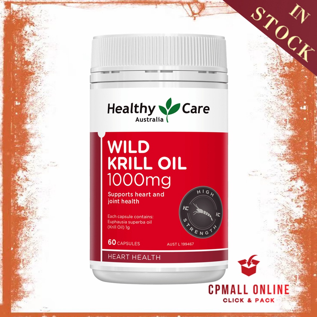 [Expiry Date: 07/2028] Healthy Care Wild Krill Oil 磷虾油 1000mg 60 Soft ...