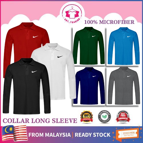 Nikee Long Sleeve Polo Shirt Microfibre ,Baju Nikee Polo Shirt Lelaki ...