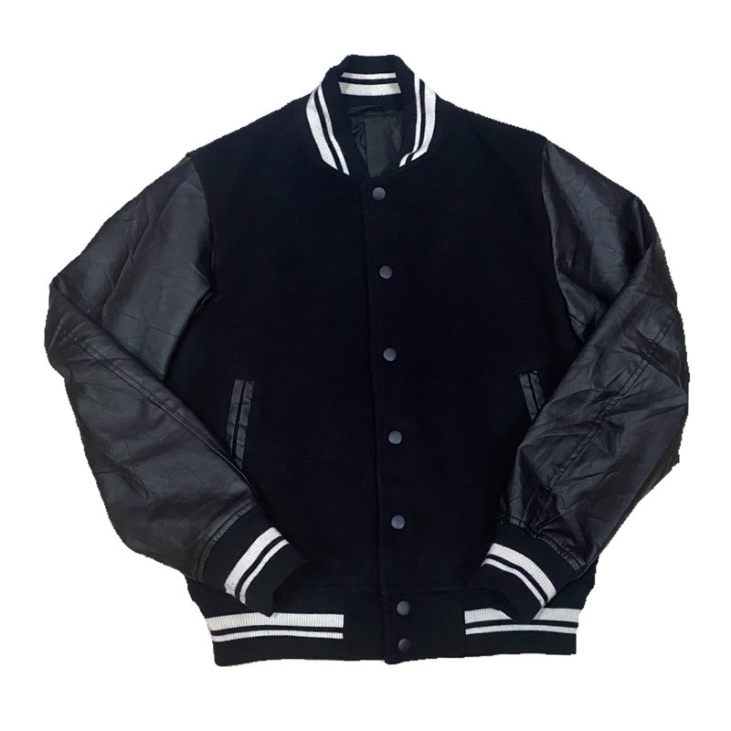 Gu Black Varsity Jacket | Shopee Malaysia