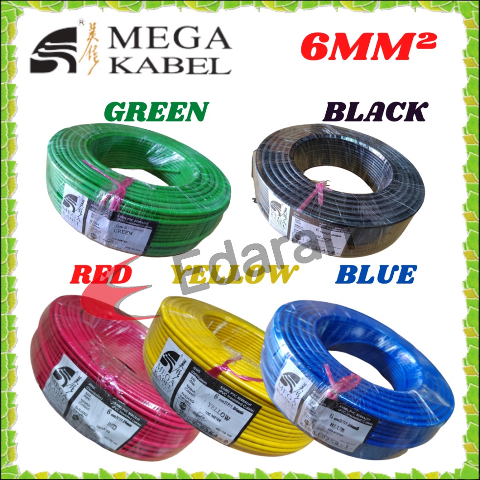 6MM² MEGA Kabel Insulated PVC 100% Pure Copper Cable (SIRIM APPROVE ...