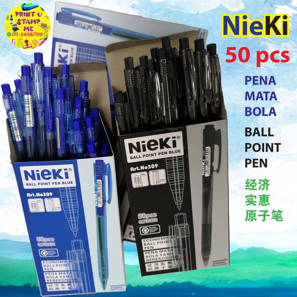 READY STOCK Nieki Pen 309 Ball Point Pen 原子笔 Black Blue 25pcs / 50pcs ...