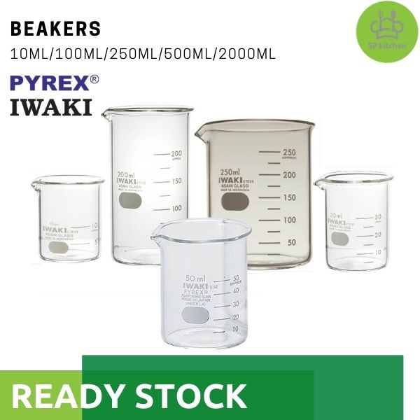 IWAKI/PYREX Low Form Beakers & Graduated with Spout Mouth(10ml/100ml ...