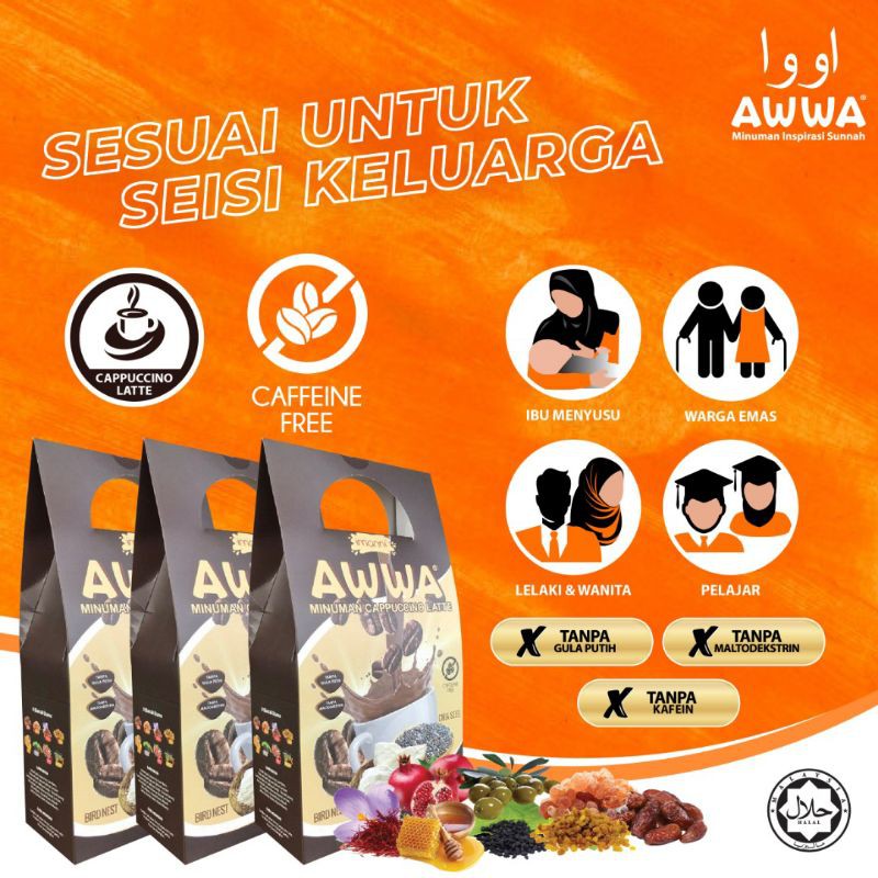 🔥Hot Selling🔥 Awwa Coffee Healthy Diet Drink CAPPUCINO LATTE No Caffein ...