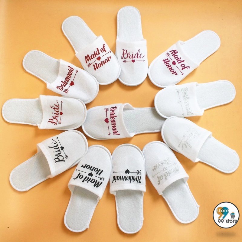 HOT Women Wedding Pajama Party Slippers / Gold English Alphabet Soft ...