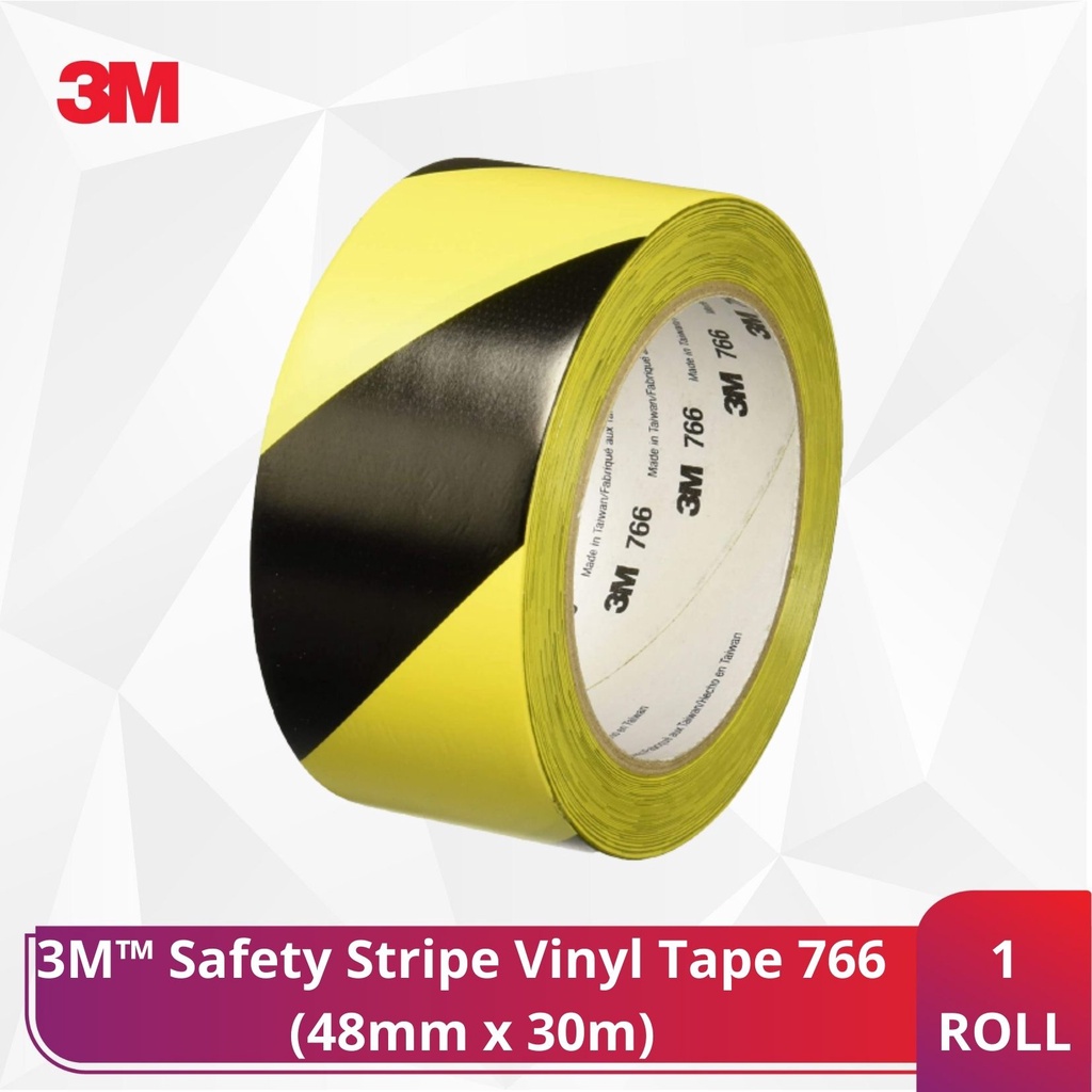 3M Safety Stripe Vinyl Tape 766 (Yellow & Black Diagonal Stripes) (48mm X 30m) | Shopee Malaysia