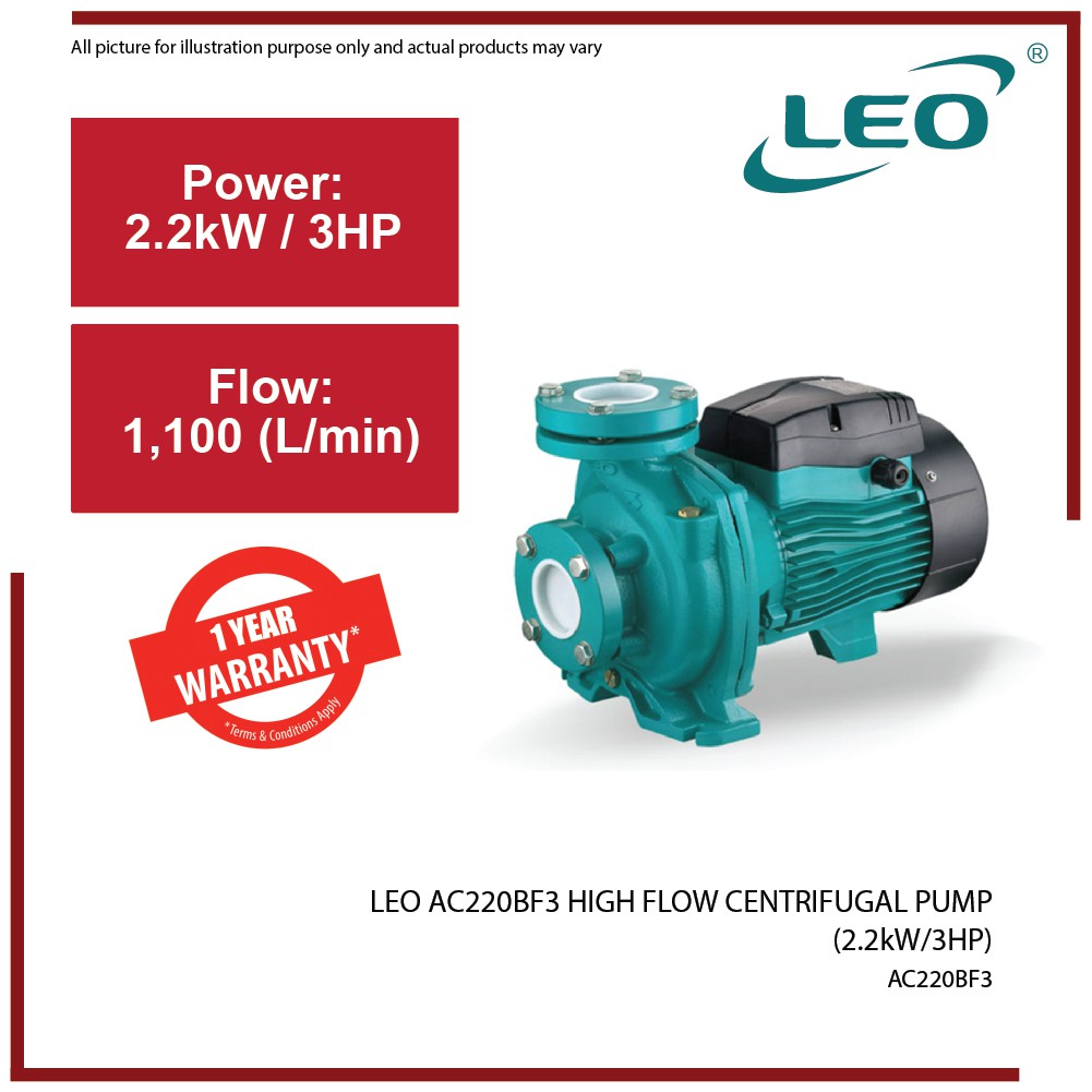 LEO AC220BF3 HIGH FLOW CENTRIFUGAL PUMP (2.2kW/3HP) | Shopee Malaysia