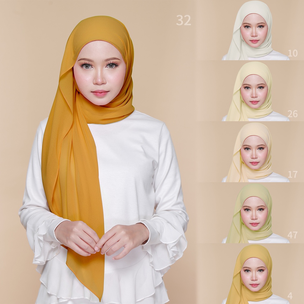 Zephia PREMIUM Shawl Chiffon Plain Panjang Tudung Kualiti Baik Shawl Keknis Plain Heavy Chiffon ...