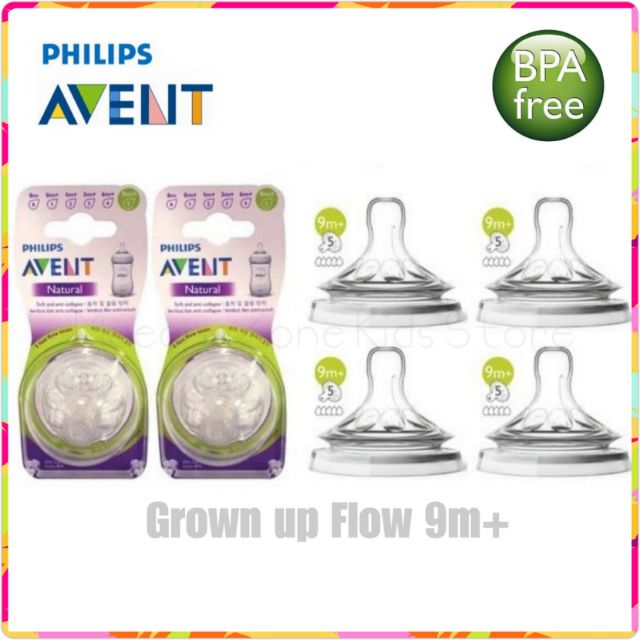 Philips AVENT Natural Teat/Nipple/Puting Botol - Grown Up Flow 9m+ (5 ...
