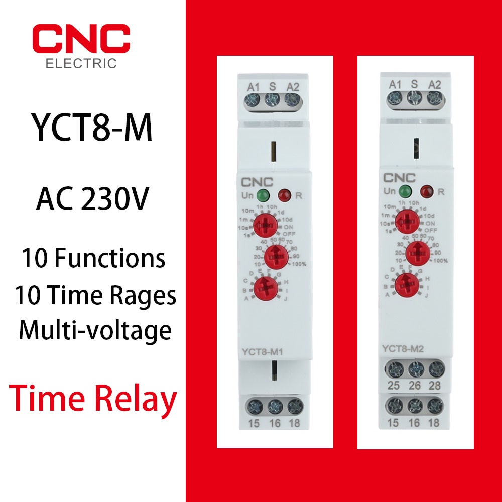 Cnc Yct8 M 16a Multifunction Timer Relay With 10 Function Choices Ac 230v Din Rail Type Time