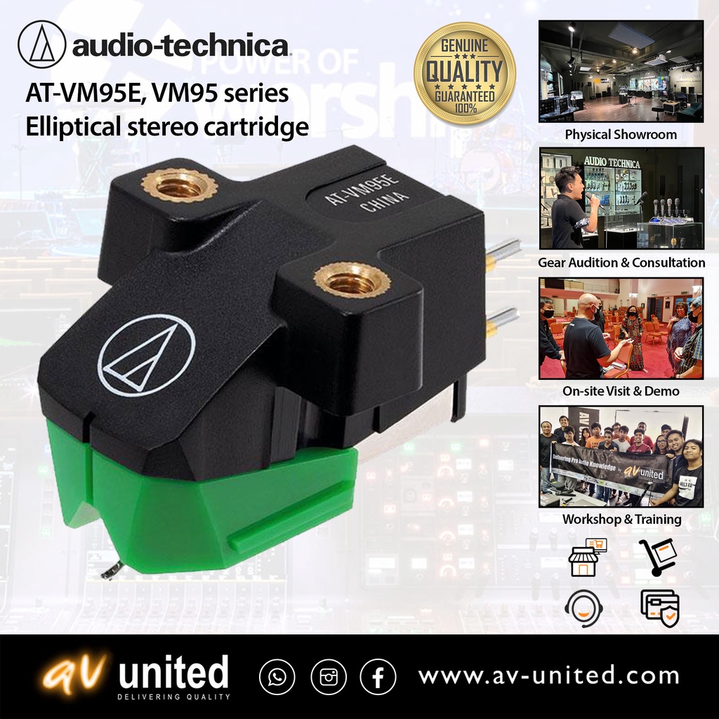 Audio Technica AT-VM95E Turntable Elliptical Stereo Cartridge ...