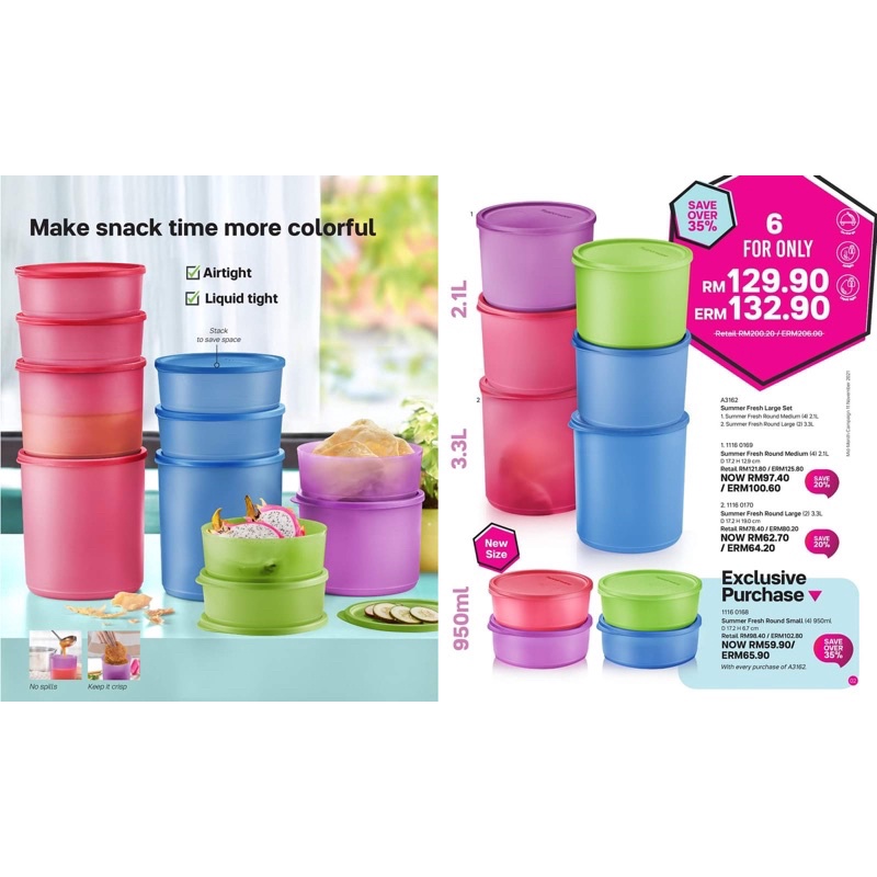 Tupperware Summer Fresh Large Set 10pcs | Shopee Malaysia