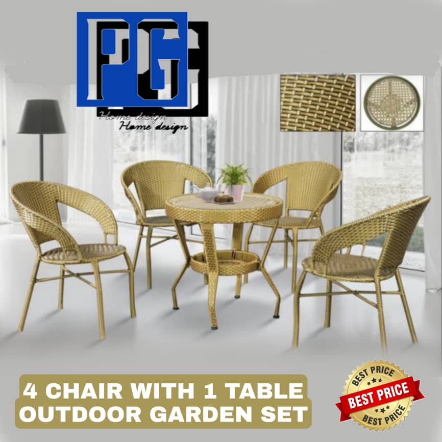 PG HOME:-Outdoor Furniture Garden Set 4 Chairs + 1 Table Kitchen Dining ...