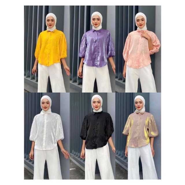 🔥🔥HOT SALE🔥🔥BLOUSE METALIC VIRAL/TOPS METALIC LENGAN BELON MURAH/BLOUSE ...