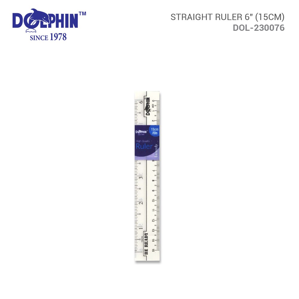 DOLPHIN Transparent Straight Ruler | 6" (15cm) | 12" (30cm) | Shopee ...