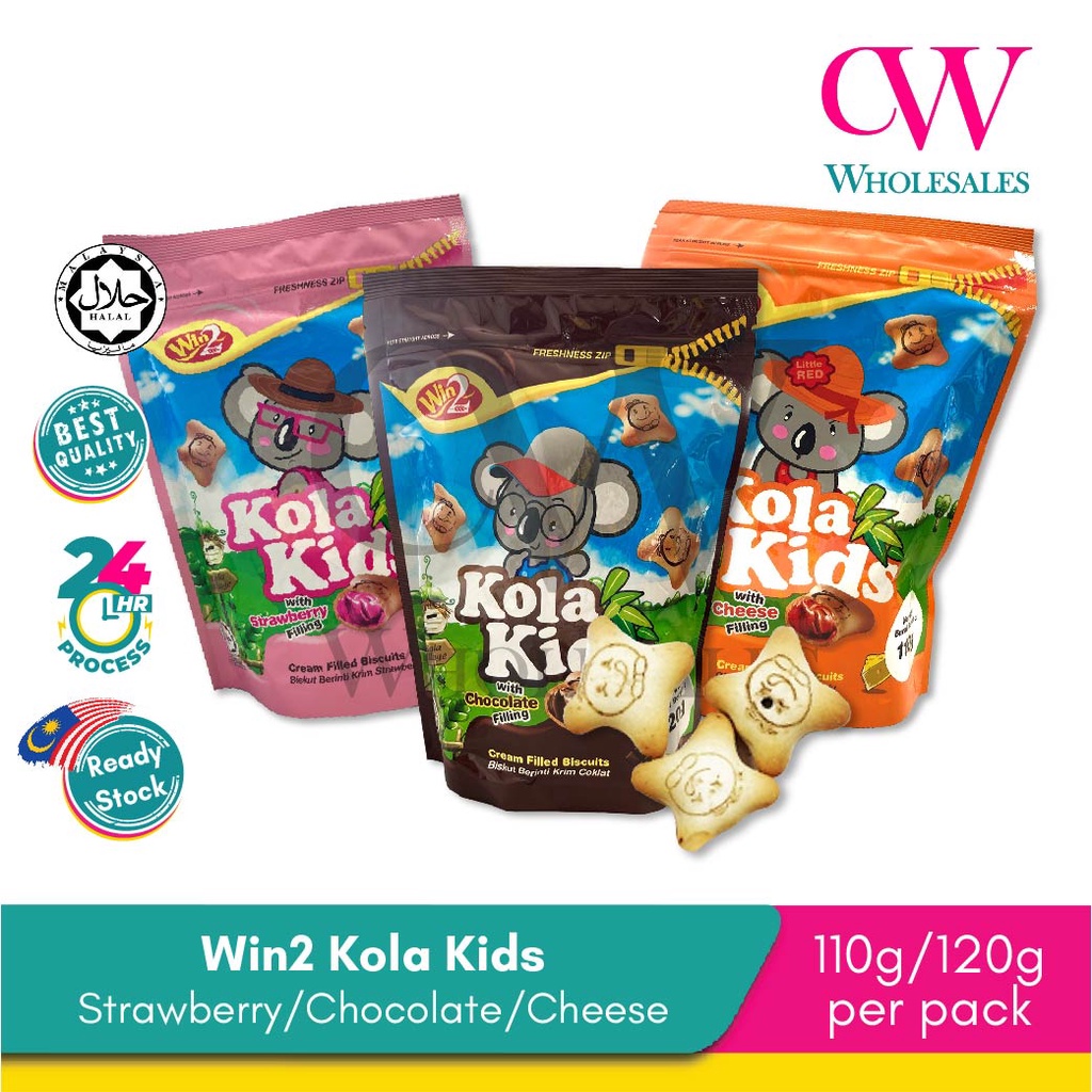 Win2 Kola Kids Chocolate Strawberry Cheese Cream Filled Biscuits 110g ...