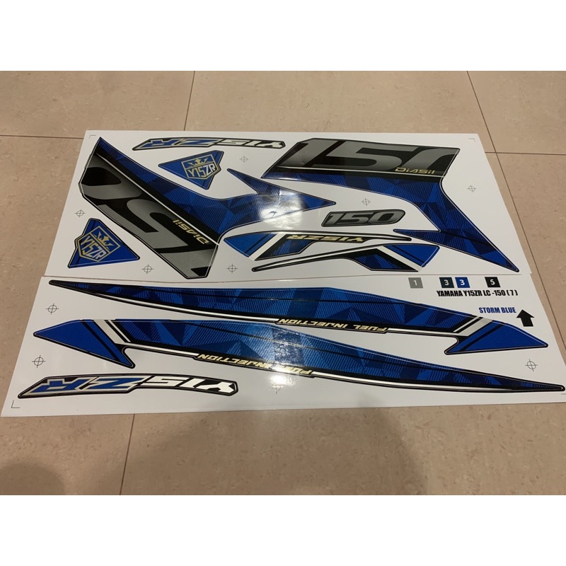Yamaha Y15 Y15ZR V2 / LC150 Body Cover Set Stripe Sticker ( 7 ) Cyan ...