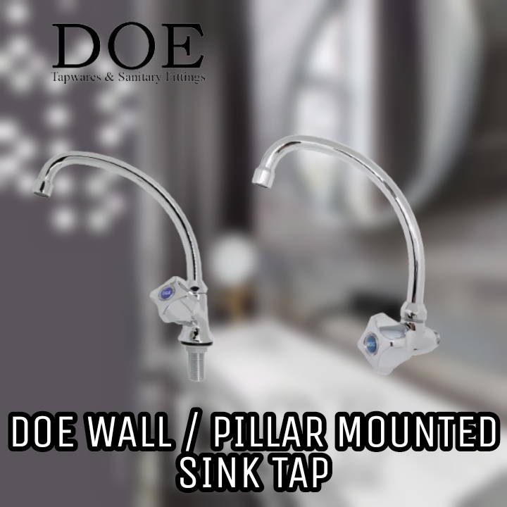 [100% ORIGINAL] DOE 1/2" Wall Mounted Sink Tap DE116A / Pillar Mounted ...