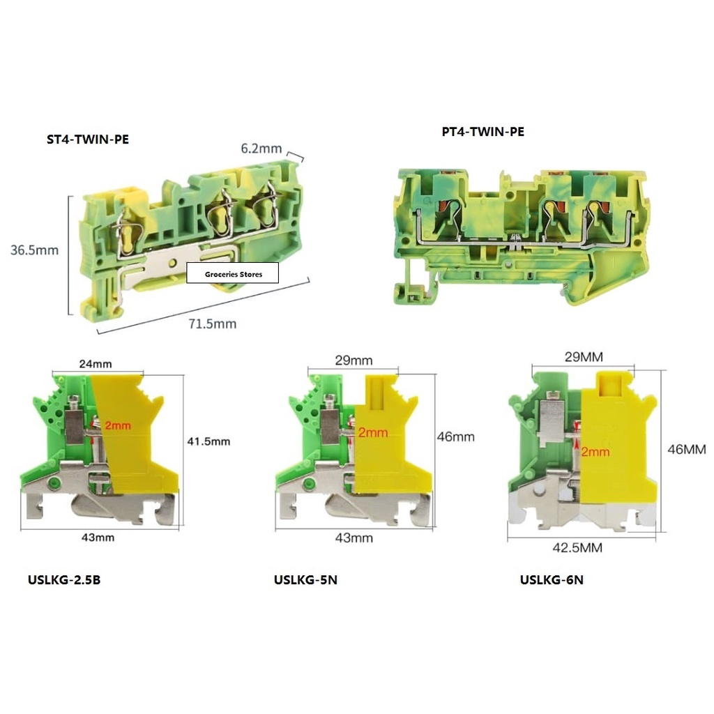 Power Distribution DIN Rail Universal Terminal Blocks Screw Panel Mount ...