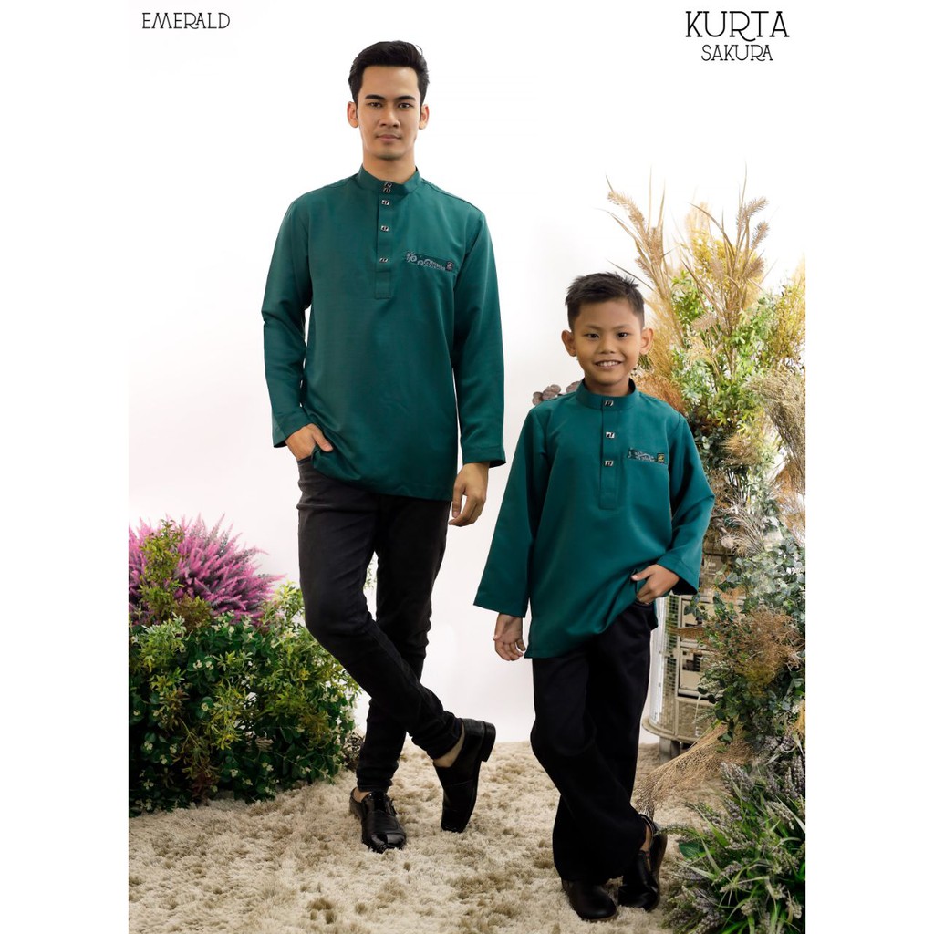 KURTA SAKURA WARNA EMERALD GREEN/ KURTA MODEN | Shopee Malaysia