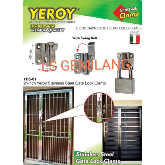 YEROY 2'' STAINLESS STEEL DOOR BOLT DOOR LOCK DOOR ACCESSORIES | Shopee ...