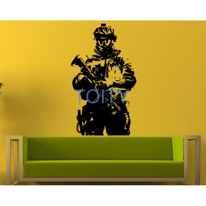Special Forces Warrior Military Army War Wall Decal Soldiery Helicopter ...
