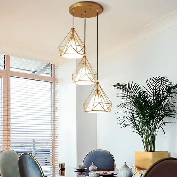 A3081/3 ROUND BASE Golden Pendant Light / Diamond Shape Golden Pendant ...