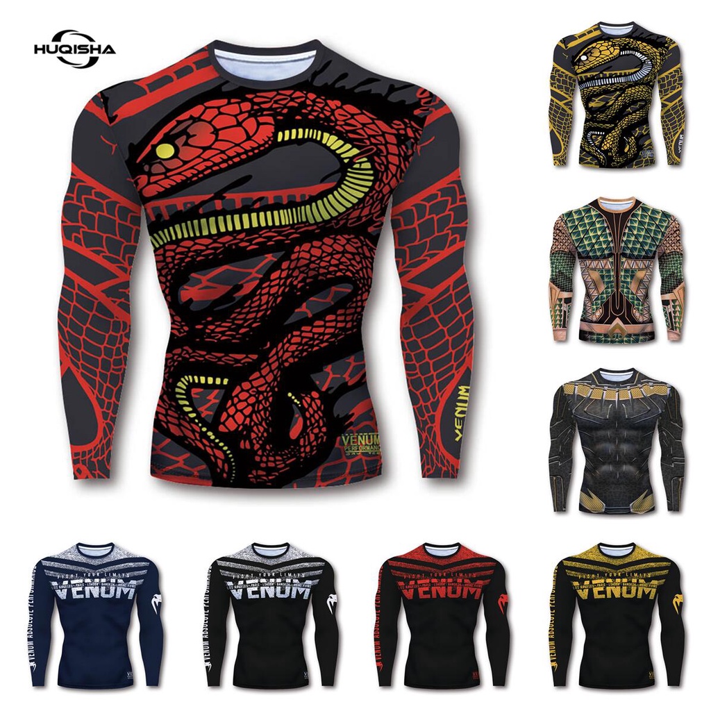 Full Sublimation BJJ Compression Long Sleeve Shirts Fintness Men's T ...