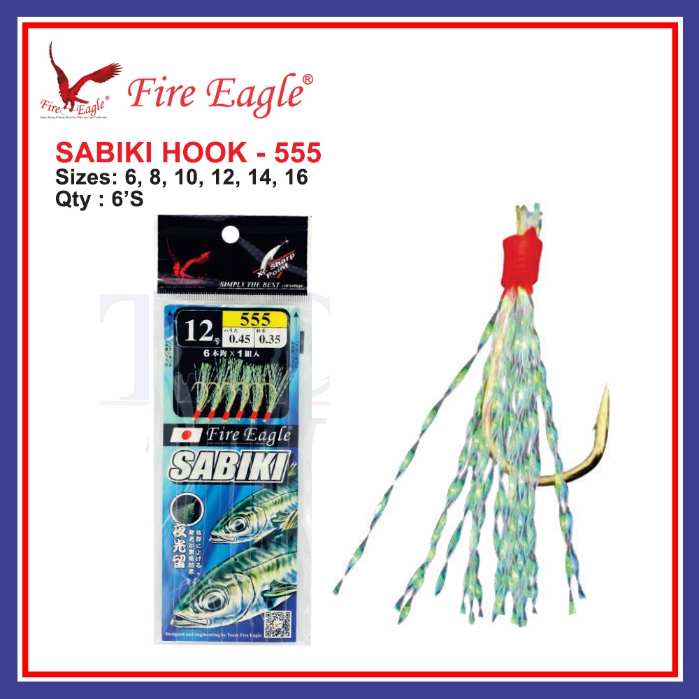 (6'S) Fire Eagle Sabiki Hook 555 Fishing Hook Mata Kail Ikan Cencaru, Ikan Talang ikan Selar ...