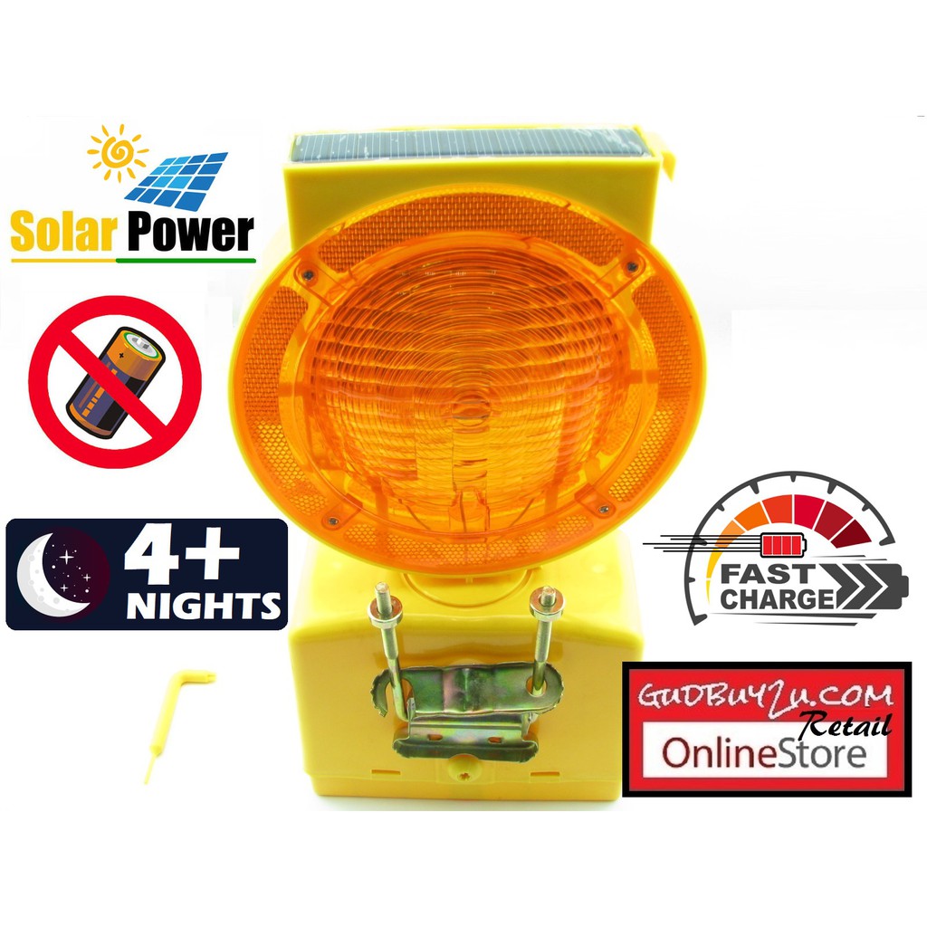 SOLAR ROAD SAFETY FLASH HAZARD BLINK WARNING LIGHT FLASHING BLINKING ...