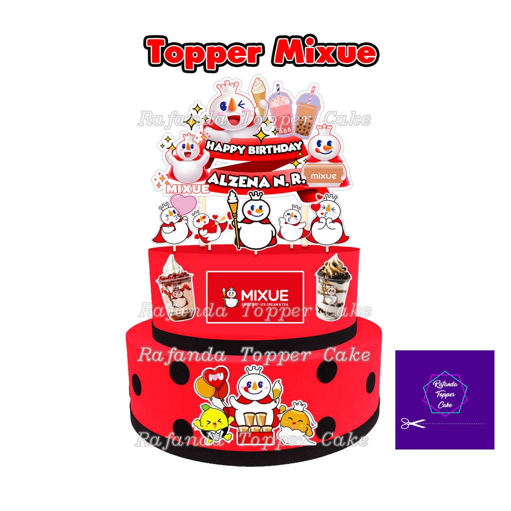 Ice Cream Mixue Birthday Cake Topper custom Name+Size | Shopee Malaysia
