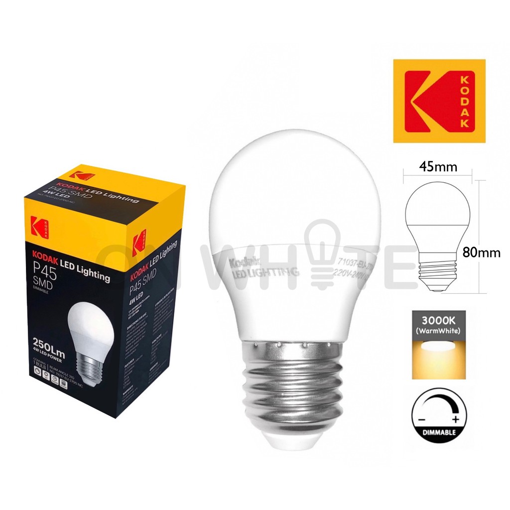 KODAK LED BULB 4W E27 P45 2700K [DIMMABLE] KODAK | Shopee Malaysia