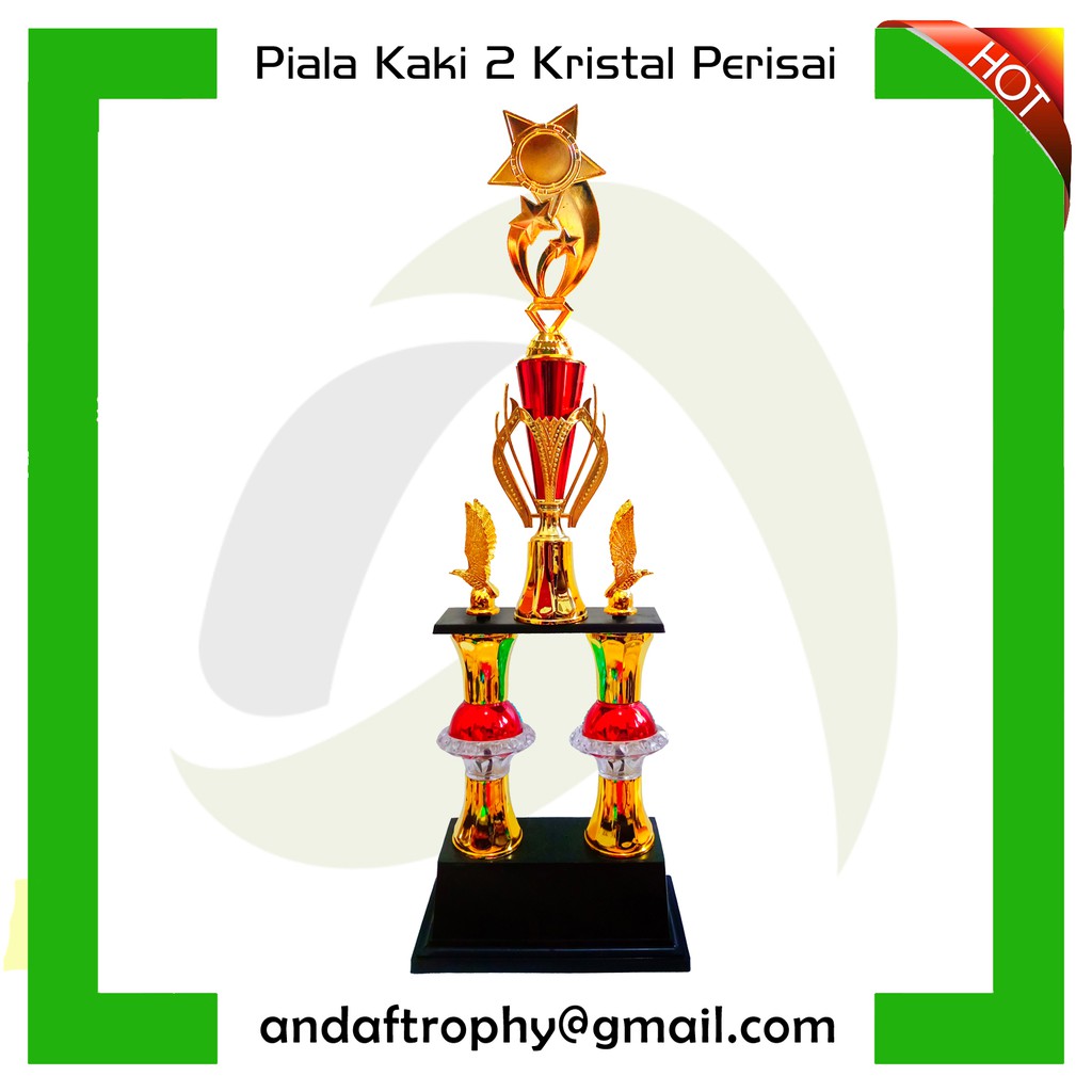 Cup / Trophy with 2 Legs Crystal Shields, 72cm Height | Shopee Malaysia