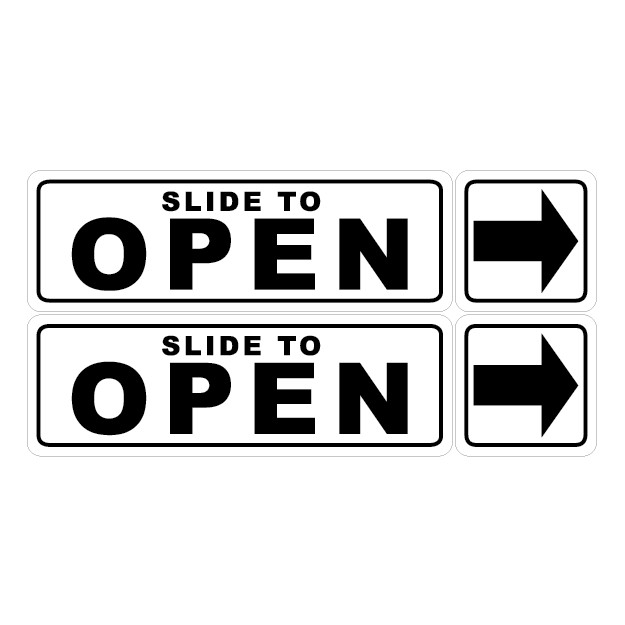 KSB256 SLIDE TO OPEN WITH ARROW SIGN STICKER 2'S 50X200MM..WE ACCEPT ...