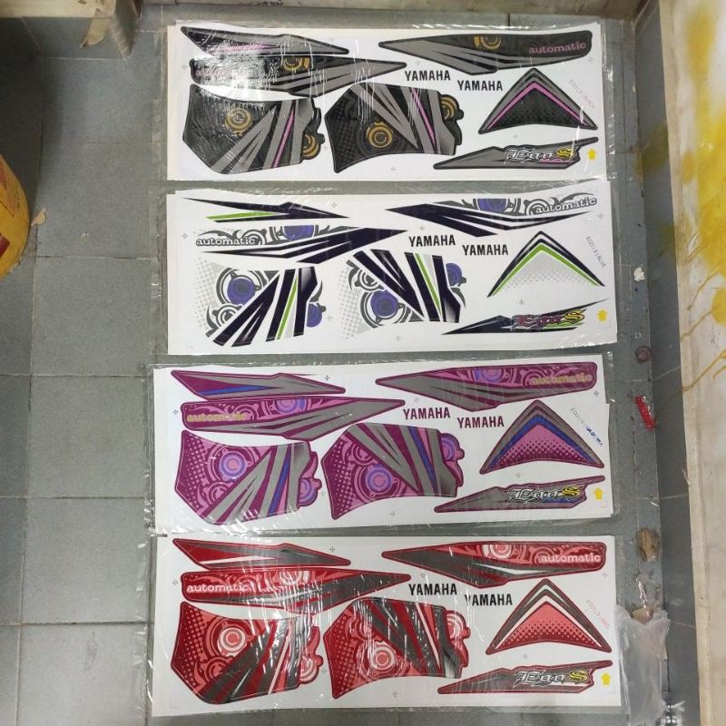 Stiker sticker body stripe cover set yamaha ego s egos (8) black red megenta sticker | Shopee ...
