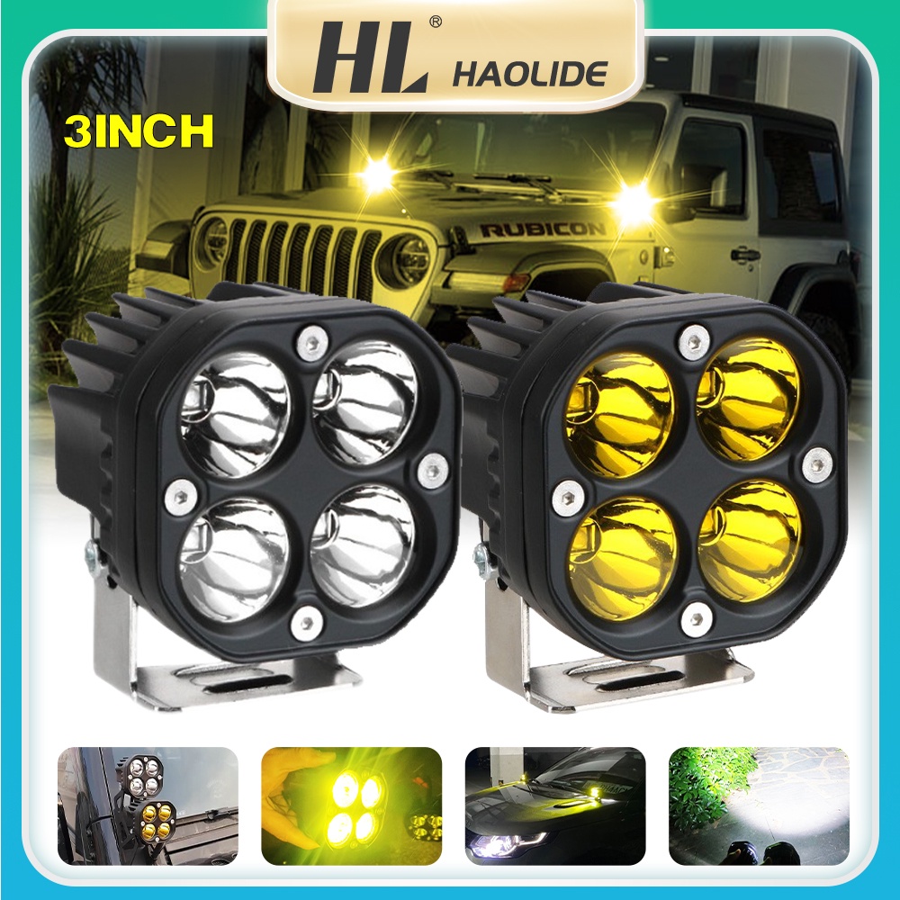 HL 3inch Square LED Work Light Bar Spotlight Motorcycle Running Light ...