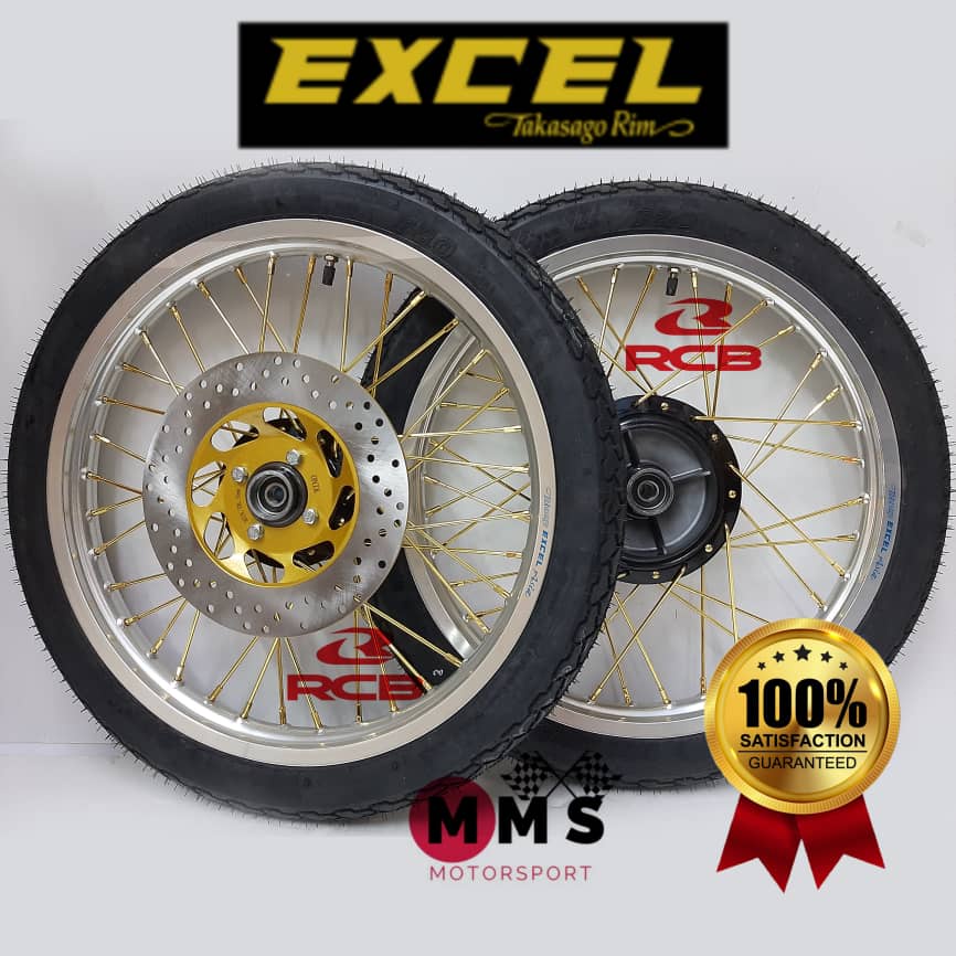 RXZ Set Takasago Excel Asia Silver 1.60x18, Racing Lidi Spoke Gold, Hub ...