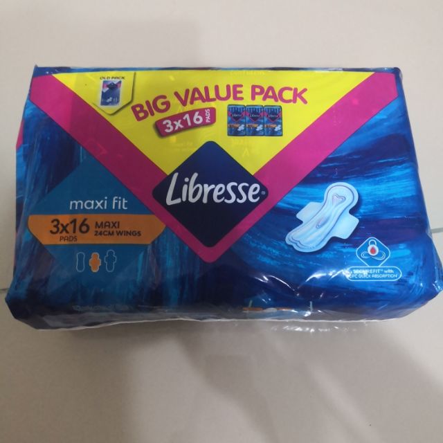 Libresse BIG VALUE PACK 3*12 PADS MAXI FIT 24 cm (Total 48 pads ...
