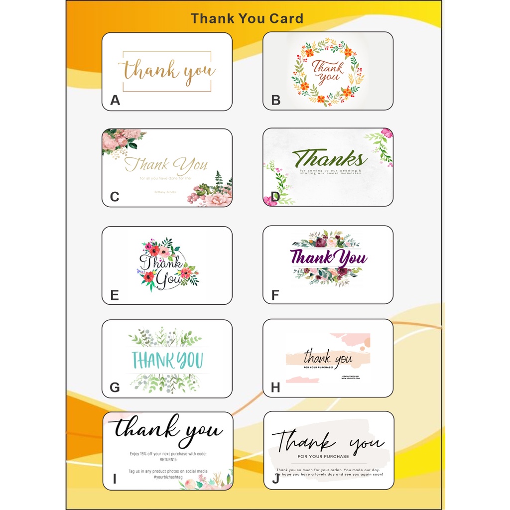 Thank You Card / Name Card / Business Card with Choosing Design ...