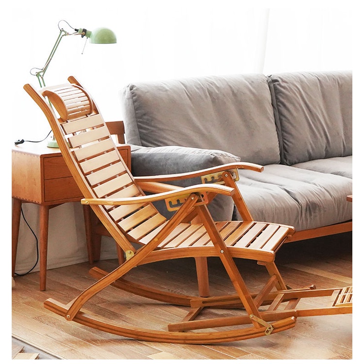 Bamboo rocking chair Leisure rocking chair Elderly and adult household ...