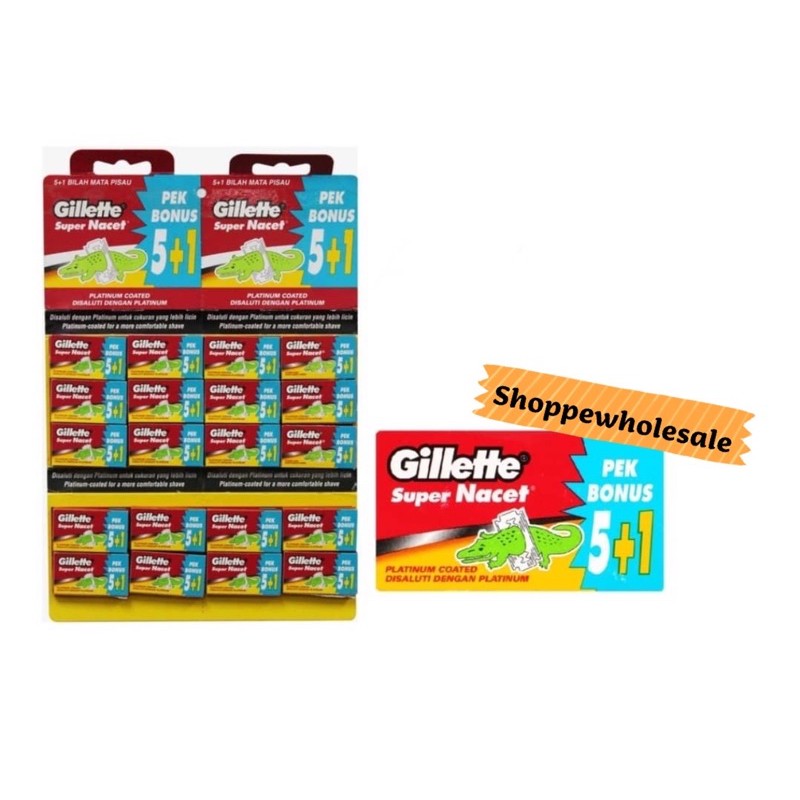 GILLETTE Super Nacet Platinum Coated Shaving Blade / Orginal Mata Pisau ...